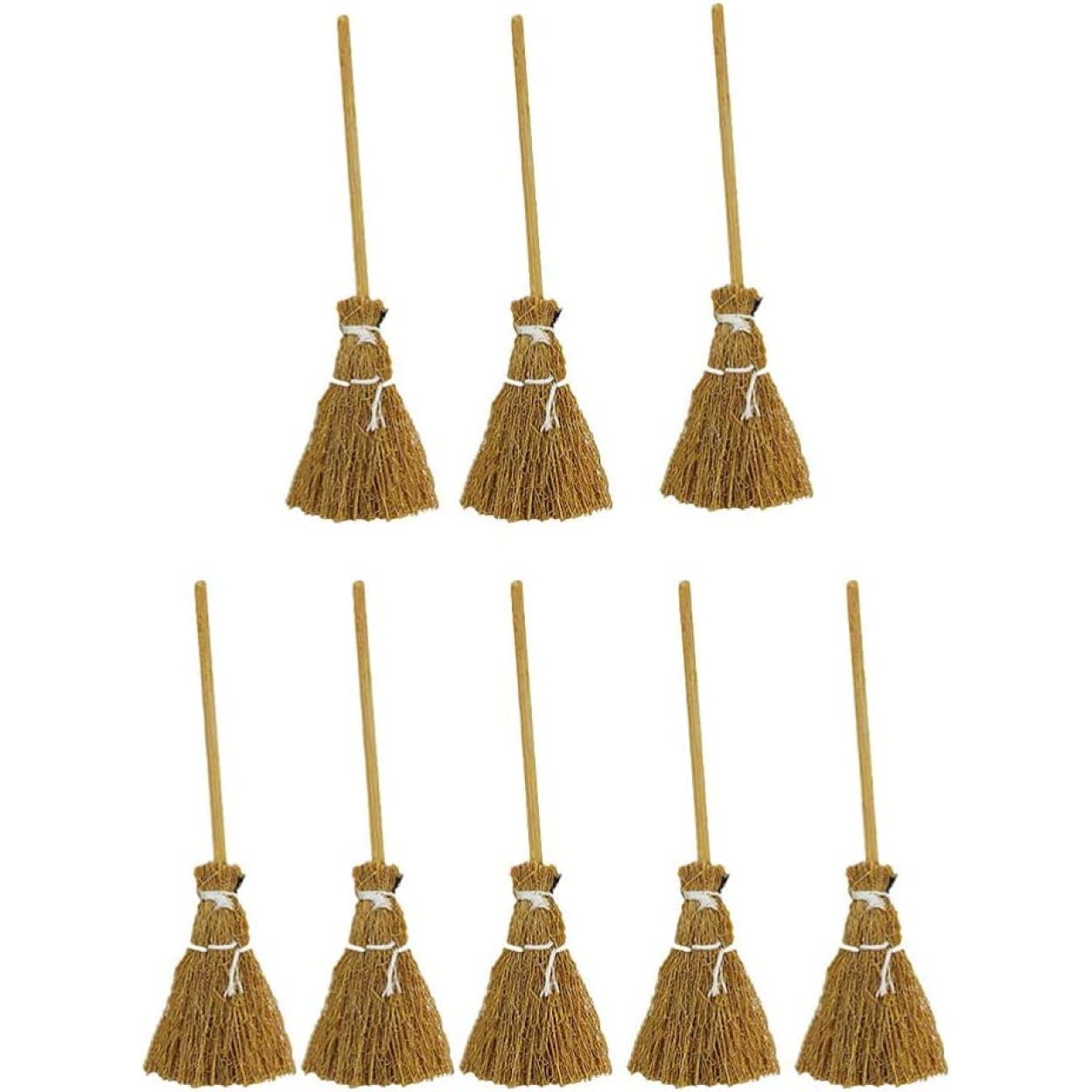 mini brooms Mini Faux Mini Brooms Straw Craft Decorations Halloween Party Witch Accessories 8 Pieces