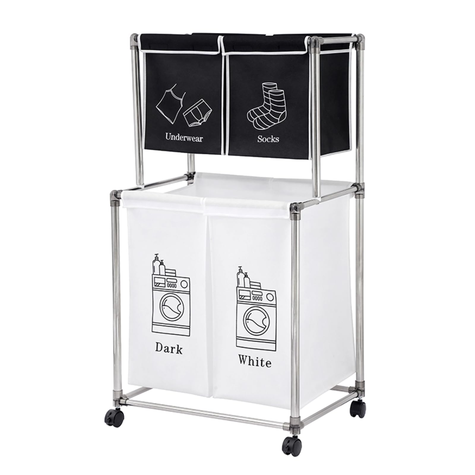 QMIT Vertical Laundry Sorter 4 Sections, 4 section laundry hamper,Laundry Sorter Cart, (wheel)