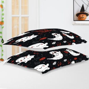 DiuuDi Halloween Ghost Duvet Cover Full Size 3D Printed Black Duvet Cover Set Happy Halloween Ghost Festival Gift Comforter Cover Cozy Quilt Cover with 2 Pillowcases