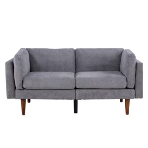 EBELLO Futon Sofa Bed, Soft Chenille Sleeper Loveseat Sofa, Mid Century Modern Futon Couch, Small Sofa Couch for Small Space Living Room, Grey