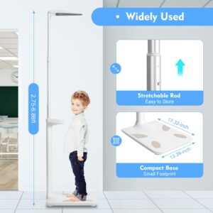 Ultrasonic Height and Body Fat Analyser 440 lbs Floor Standing Multifunction LCD Display Medical Electronic Height Body Mass Index BMI Measuring Scale for Clinic Doctors Physicians Schools