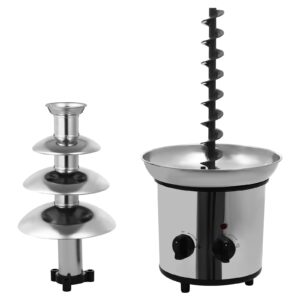 4 Tier Chocolate Fountain Machine, 170W Commercial Hot Chocolate Fondue Tower, Large Capacity Stainless Steel Chocolate Melting Heating Machine for Nacho Cheese Liqueurs Party Wedding