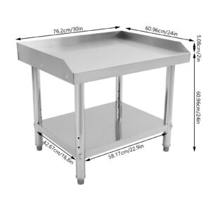 CUBELLIN Work Table 2-Tier Prep Table Stainless Steel Prep Table with Backsplash Shelf Height Adjustable Work Table Commercial Kitchen Work Table for Prep & Work (30x24x26in)