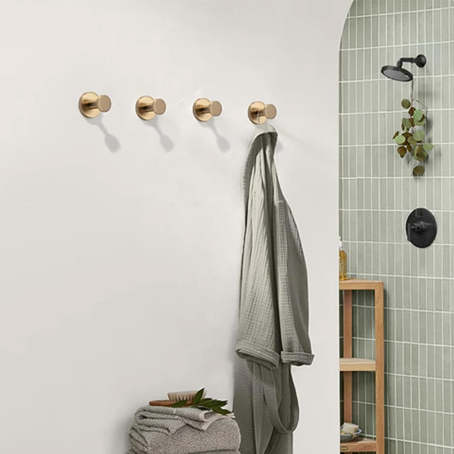 Luxe Hold No-Drill Hooks, 2024 New Stainless Steel Waterproof Suction Cup Hooks, Suction Cup Hooks for Shower, Bathroom, Hanging Towels, Mounting on Glass Shower Doors, Mirrors (4 * White)