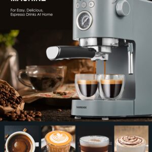 Ihomekee Espresso Machine Coffee Makers 15 Bar Cappuccino Machines with Milk Frother for Espresso/Cappuccino/Latte/Mocha (CM6927)