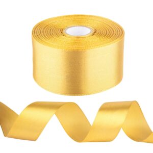 1-1/2 inch gold ribbon for gift wrapping, satin fabric ribbon for crafts, christmas tree, valentines, bows bouquet, floral, hair birthday decoration 25 yards