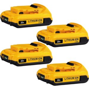 simple plus+ 4packs 20v 3.0ah replacement battery for dewalt 20v compatible with dewalt dcb200 dcb205 dcb206 dcd dcf dcg series cordless power tools