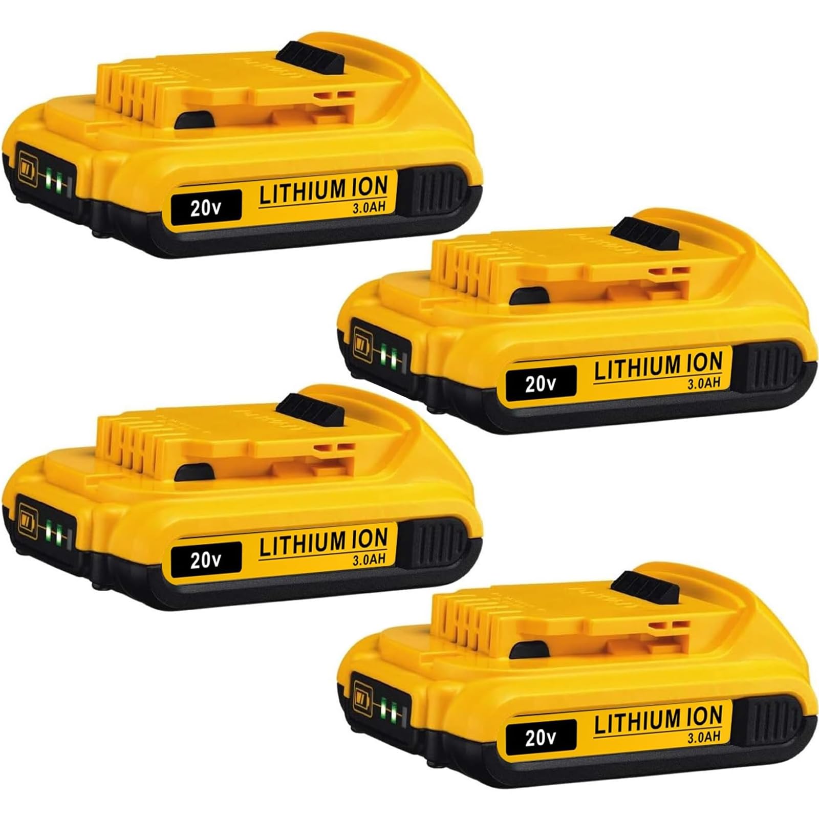 Simple Plus+ 4Packs 20V 3.0Ah Replacement Battery for Dewalt 20V Compatible with Dewalt DCB200 DCB205 DCB206 DCD DCF DCG Series Cordless Power Tools