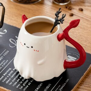 UKIFIRE Ghost Coffee Mug, Halloween mug,Fun Coffee Mug, Ceramic mug, Cute Gifts, Suitable for Parents and Couples, Kawaii Gifts For Various Holidays, Creative Ceramic Cup