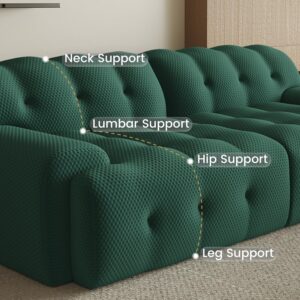 86.6inch Modular Sectional Couch,Oversized Loveseat Sofa, 3D Mesh Fabric Comfy Cloud Sofa Couches, Curved Couch for Living Room, Office, Apartment,No Assembly Required (Green, 86.6")