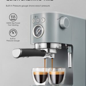 Ihomekee Espresso Machine Coffee Makers 15 Bar Cappuccino Machines with Milk Frother for Espresso/Cappuccino/Latte/Mocha (CM6927)