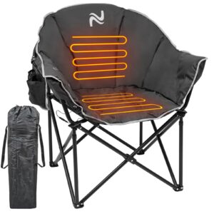 lilypelle oversized heated camping chair heats back and seat, padded cushion outdoor folding chairs patio lounge chair heating chair for outdoor sports, camping, lounge patio, and picnics