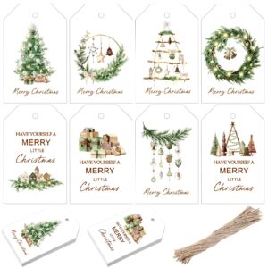 fullhawl 200 pcs christmas gift tags with hemp rope attached neutral theme christmas tags holiday decorative tags for xmas diy present wrapping crafts party favors, 8 designs