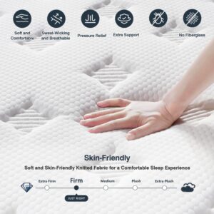 EEN EEN SLEEP King Size Mattress, Upgrade Strengthen Firm 14 Inch Hybrid King Mattress in A Box, Mattress King Size with High Density Memory Foam and Independent Pocket Springs, Strong Edge Support