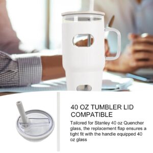 40 OZ Tumbler Lid Replacement Fit for Stanleys Cup, Clear Replacement Lids Fit for Stanleys Travel Tumbler, Spill Proof Splash Resistant Sliding Covers for Stanleys Tumbler and More Mugs