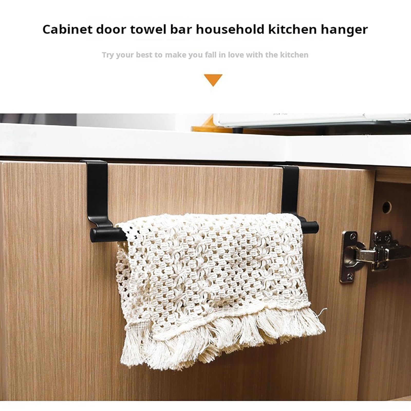 2-PCS Over Cabinet Towel Bar - Convenient Durable Electroplated Stainless Steel Kitchen Towel Rack for Cabinet Doors, 14.29" + 9.33" Black Set