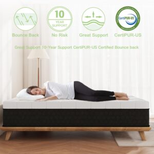 JEEKEA 14 inch King Size Mattress in a Box - 14 Inch Memory Foam King Size Bed Mattress - Hybrid Mattress King for Back Pain Relief - Medium Firm Mattress with Motion Isolation & Strong Edge Support