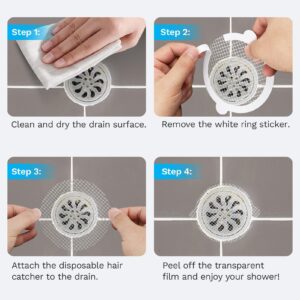 50 Pack Disposable Shower Drain Hair Catcher Mesh Stickers, FlyCoco Screen for Shower Drain Hair Trap Anti-Blockage, for Bathroom, Laundry Room, Bathtub, Kitchen, Sink, Drain, 3.5 Inch - Round