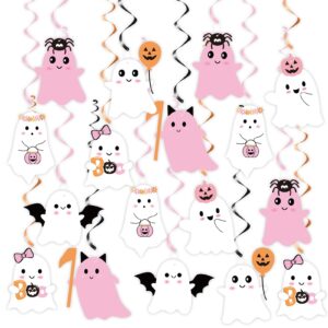 halloween ghost hanging swirl decoration, pink halloween ghost boo party hanging decorations for halloween boo baby shower, halloween birthday decorations, halloween trick or treat party supplies