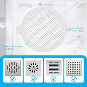 50 Pack Disposable Shower Drain Hair Catcher Mesh Stickers, FlyCoco Screen for Shower Drain Hair Trap Anti-Blockage, for Bathroom, Laundry Room, Bathtub, Kitchen, Sink, Drain, 3.5 Inch - Round