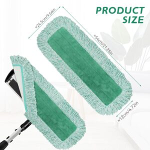 Commercial Products Dust Pad with Fringe for Rubbermaid: 18 Inch Green Microfiber Dust Mop Refills Heavy-Duty Cleaning for Hardwood/Tile/Laminated Floors in Kitchen/Lobby/Office (2 Counts)