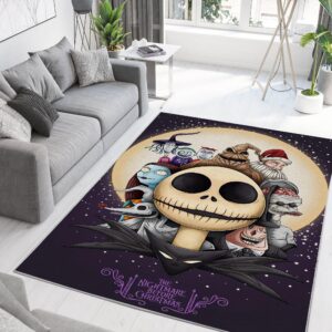 Nightmare Before Christmas Jack Skellington Area Rug – Perfect Christmas Decorations for Halloween! Horror Christmas Nursery Rug, Washable Rugs for Living Room, Bedroom Rug 1 (3x5ft)