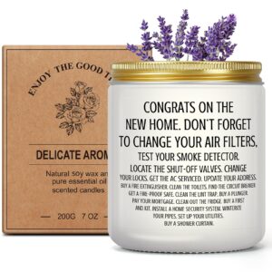 housewarming gifts new home candle, house warming gift for new house, new apartment home gifts idea for first time homeowner neighbor friend, woman, man, female-lavender scented candle