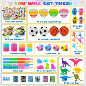 102 Pcs Party Favors Toys for Kids 4-8 8-12 3-5, Treasure Chest Box Toys Classroom Carnival Prizes Small Bulk Pop Fidget Toys Pack Pinata Stuffers Birthday Gifts Goodie Goody Candy Bags Fillers