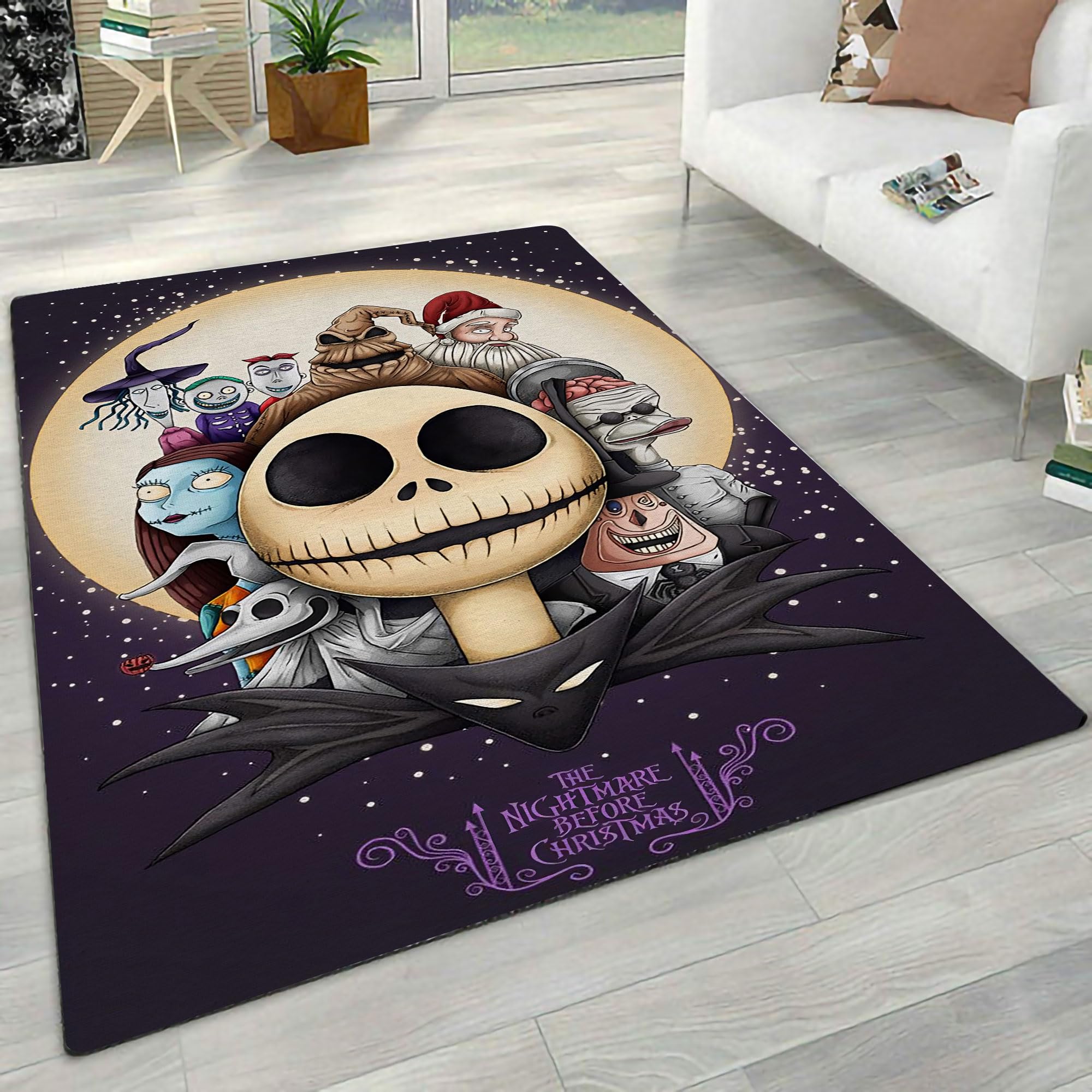 Nightmare Before Christmas Jack Skellington Area Rug – Perfect Christmas Decorations for Halloween! Horror Christmas Nursery Rug, Washable Rugs for Living Room, Bedroom Rug 1 (3x5ft)