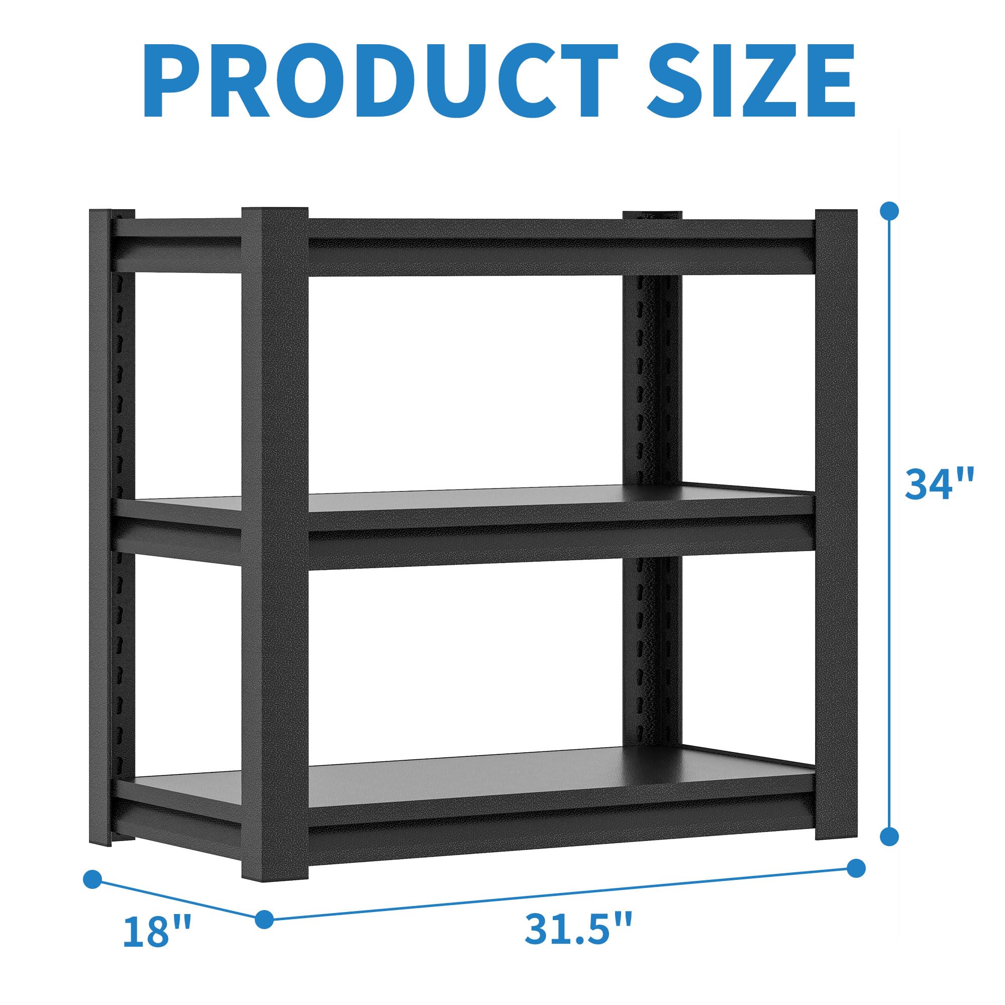 EKJ 3 Tier Metal Shelving, Aquarium Shelf System, Small Storage Organizer Racks for Basement Garage Laundry Utility Shelving Restaurant Shelving (Black)