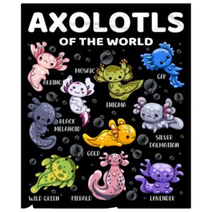 axolotl blanket - cute axolotl plush gifts for girls boys kids axolotl lovers - cartoon axolotls of the world fleece soft cozy throw sheet 50" x 40" lovely decor for couch sofa birthday decorations