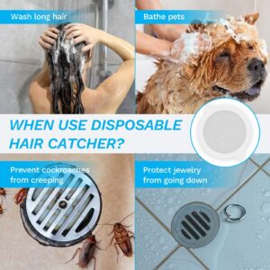 50 Pack Disposable Shower Drain Hair Catcher Mesh Stickers, FlyCoco Screen for Shower Drain Hair Trap Anti-Blockage, for Bathroom, Laundry Room, Bathtub, Kitchen, Sink, Drain, 3.5 Inch - Round