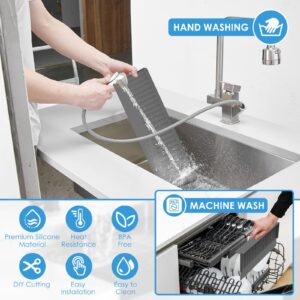 XULRKOS 20" L x 4" W Silicone Sink Edge Protector, Kitchen Sink Edge Guard, Splash Guard for Bathtub Sink, Sink Granite Quartz Protector, Adjustable Countertop Protectors (Grey)