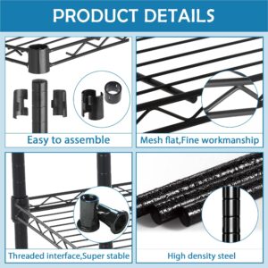 6 Tier Storage Shelves, 18" D x 48" W x 82" H Wire Rack Shelving, Shelving Units, Height Adjustable, Metal Storage Shelves, Wire Shelving, Shelving Units and Storage for Kitchen Garage Warehouse