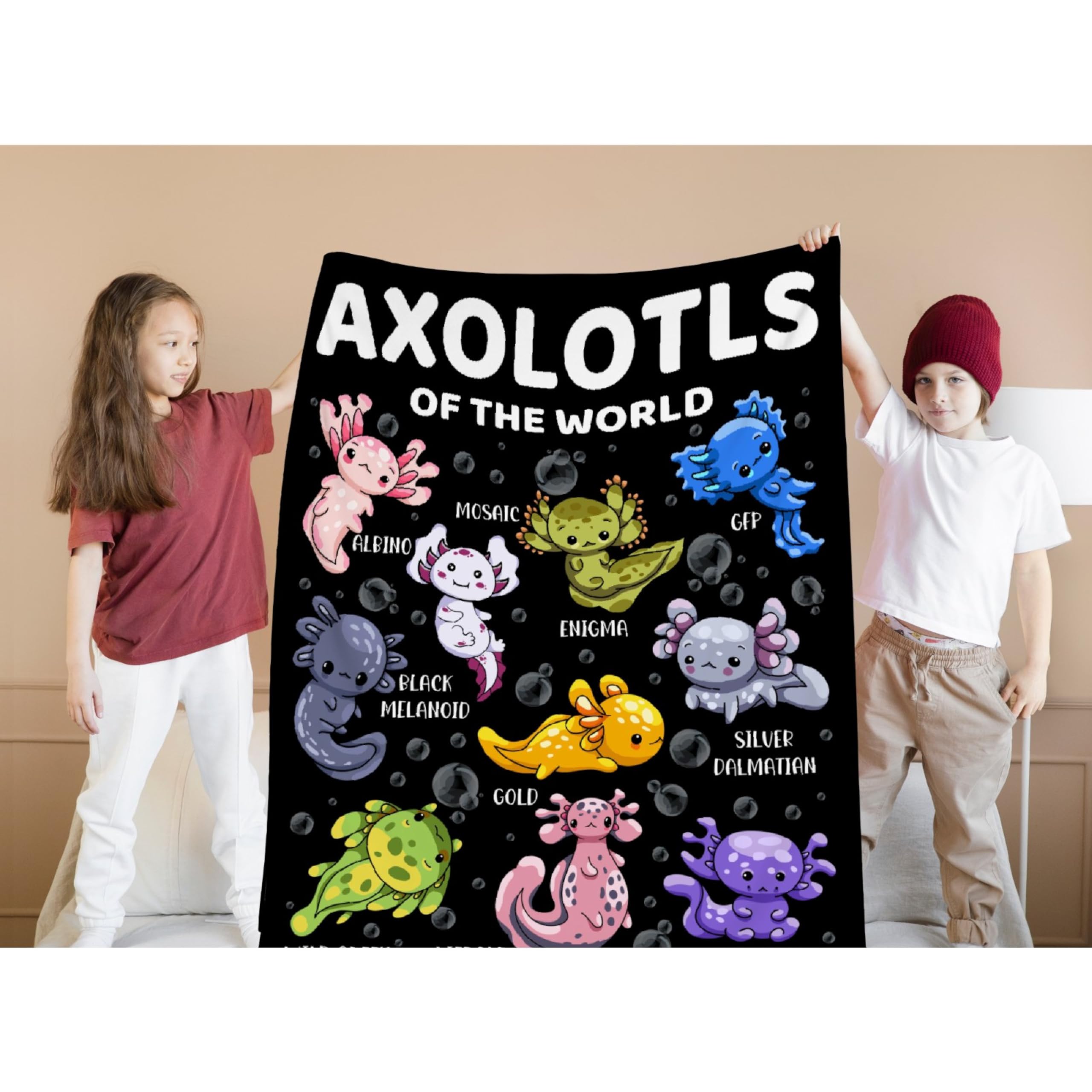 Axolotl Blanket - Cute Axolotl Plush Gifts for Girls Boys Kids Axolotl Lovers - Cartoon Axolotls of The World Fleece Soft Cozy Throw Sheet 50" X 40" Lovely Decor for Couch Sofa Birthday Decorations