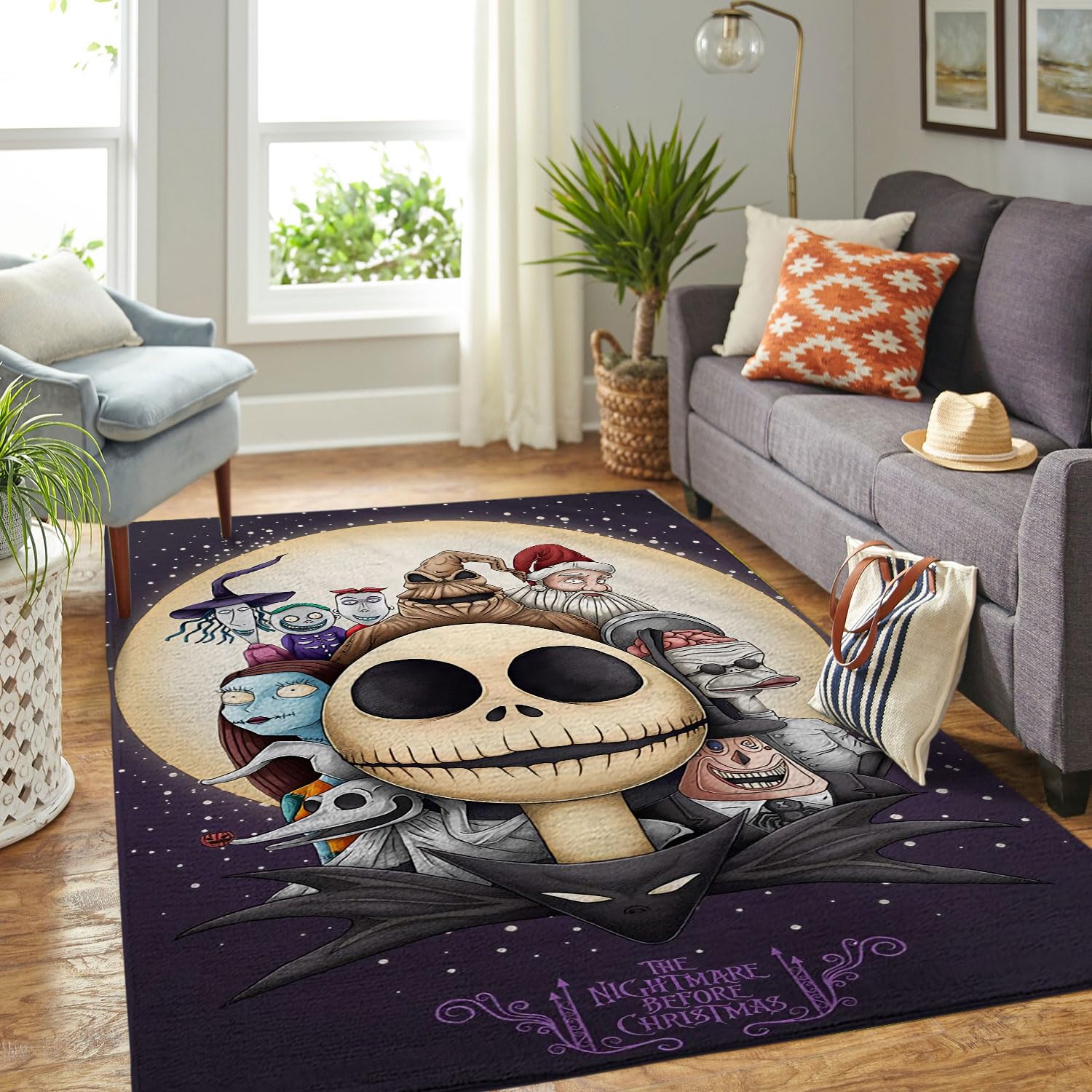 Nightmare Before Christmas Jack Skellington Area Rug – Perfect Christmas Decorations for Halloween! Horror Christmas Nursery Rug, Washable Rugs for Living Room, Bedroom Rug 1 (3x5ft)