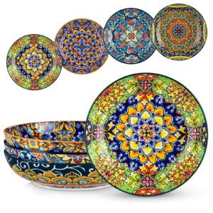 vancasso pasta bowls, 42 oz ceramic salad bowls of 4,large corlorful serving bowls for kitchen, dishwasher & microwave safe soup bowls, pasta plates