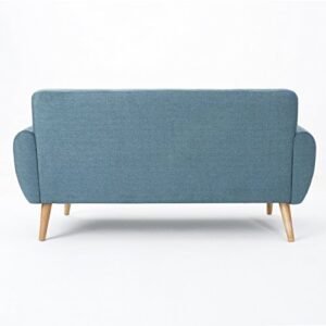 KEIKI 67" Loveseat Sofa Couch with Button-Tufted Waffle Stitch Mid-Century Modern Design for Bedroom, Blue