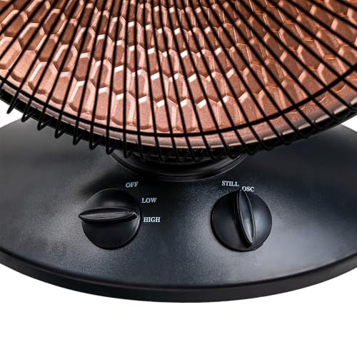 EZ-HEAT 1,000-Watt Indoor Parabolic Dish Space Heater with 70-degree Wide Oscillation and Dual Heat Settings, Adjustable Tilt, Tip Over Switch & Overheat Protection Sensor, MT-BFGD-8C