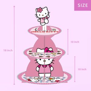 Kitty Party Supplies Decorations, 3 Tier Cupcake Stand, Birthday Dessert and Cake Display Stand for Birthday Party Decoration, Kitty Party Favors Decorations