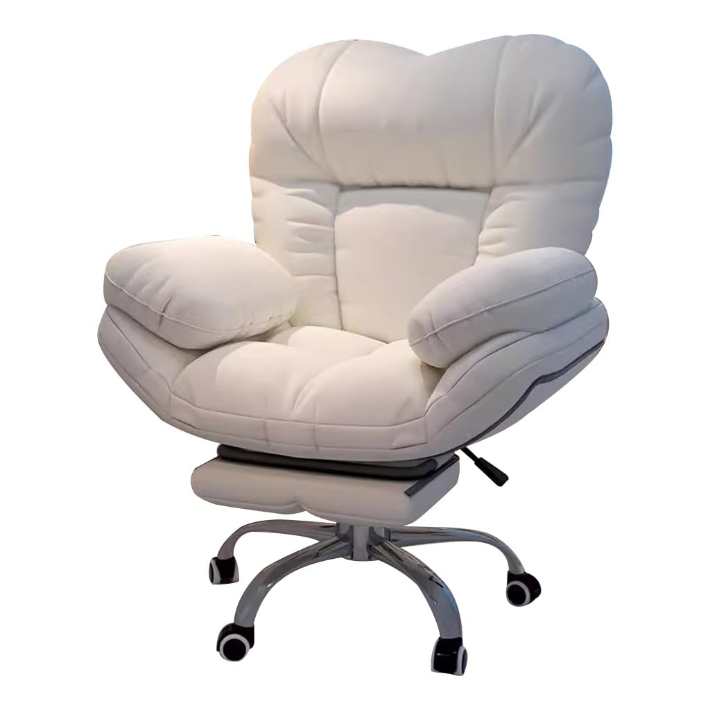 Home Office Desk Chairs Lazy Sofa Recliner Chair Lift Computer Gaming Chair Backrest for Living Room, Video Gaming Chairs Comfortable Office Desk Chairs Armchair for Bedroom (Color : Beige with footr