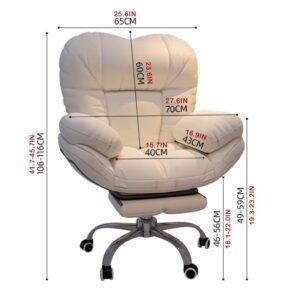 Home Office Desk Chairs Lazy Sofa Recliner Chair Lift Computer Gaming Chair Backrest for Living Room, Video Gaming Chairs Comfortable Office Desk Chairs Armchair for Bedroom (Color : Beige with footr