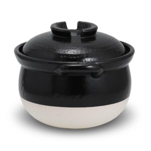 Banko-Yaki Fluffy Rice Pot, Earthenware Rice Cooker with inner lid Measuring Cup and Paddle, Traditional Japanese Donabe for Evenly Cooked Rice, Mixed Rice, and Porridge (3-Gou/Serves 3 to 5 people)