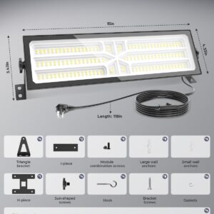 AGranTOP 2 Pack Linkable LED Shop Light - 100W 15000LM Aluminum Plug in Garage Light w/ 9.84ft Power Cord and On/Off Switch, 6500K Shop Lights for Garage, Workshop, Warehouse