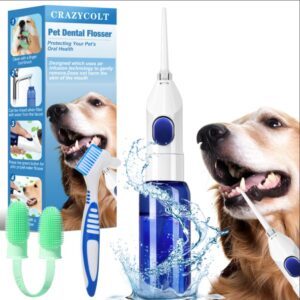 crazycolt equipped for dog finger toothbrush, 2 nozzles, for dog and cat teeth cleaning & dental care