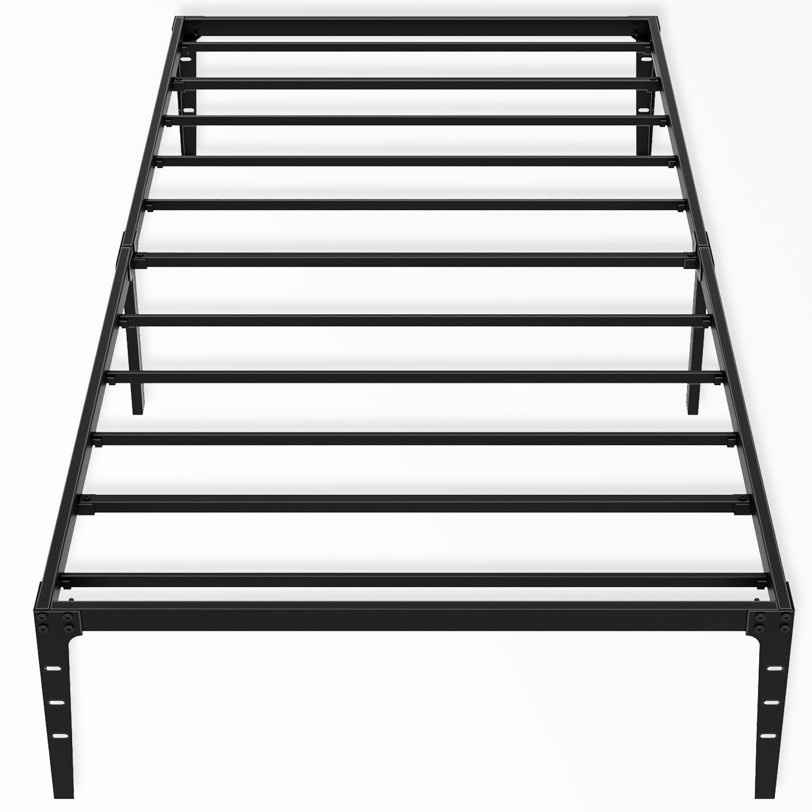 GAOMON 14 inch Twin Bed Frames Matte Black Platform Metal Bed Frame Wrought Rod Bedframe No Box Spring Needed Base Beds Foundation Easy Assembly Storage Space Under Beds (Twin Size)