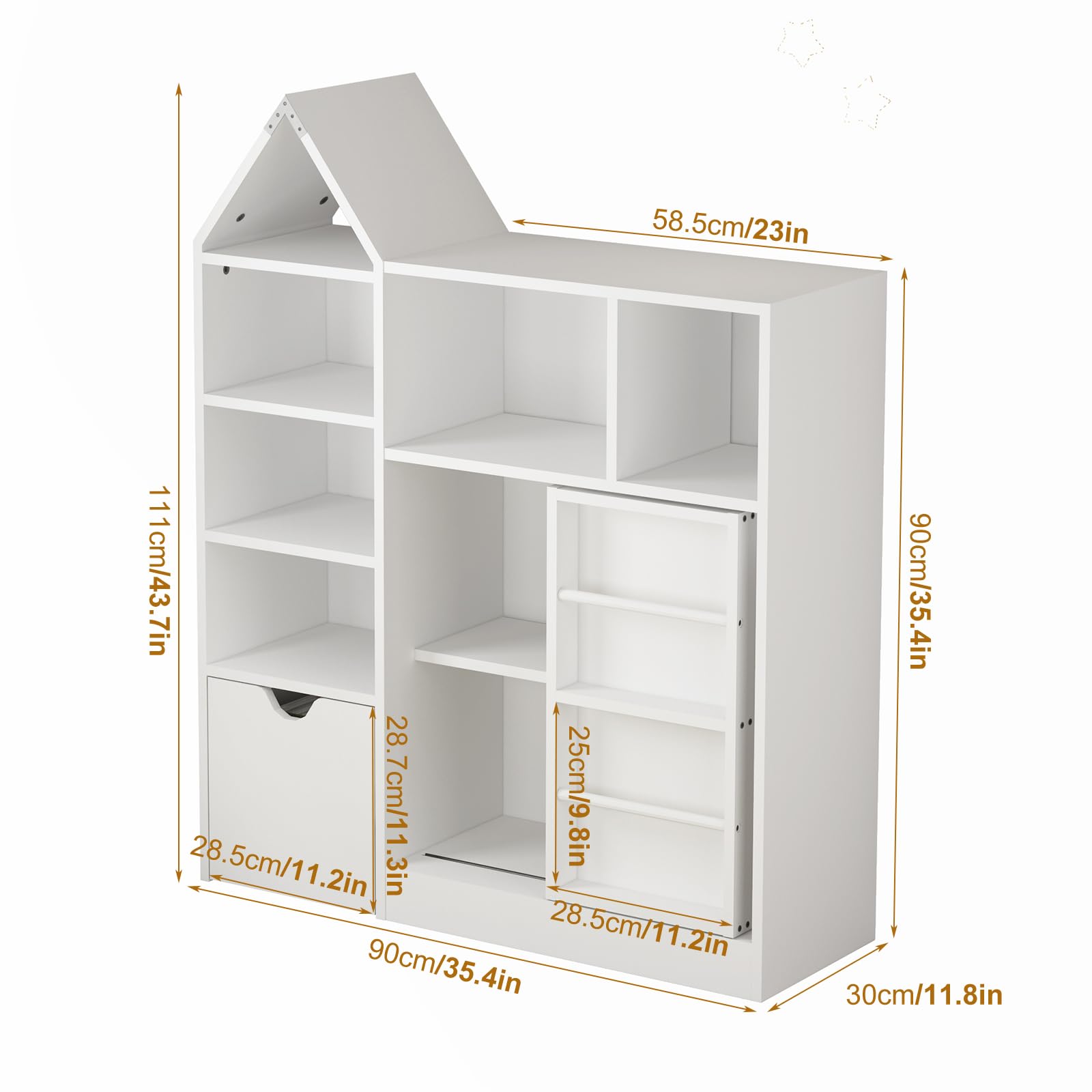 MilleLoom 47'' Kids Toy Storage Organizer & Bookshelf, Floor Storage Cabinet Toy Chest with Movable Drawers, Bookshelf with Storage Cubbies Toy Box, for Playroom, Bedroom, Classroom, Library, White