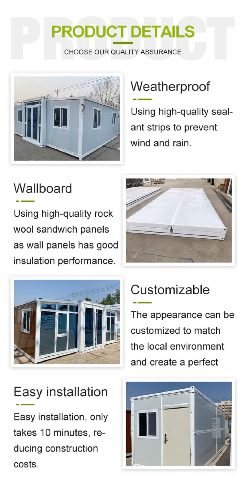 Foldable Prefabricated Container Home - Modular Tiny Home with Customizable Bathroom, Kitchen, Living Room & Bedroom - Ideal Mobile Home for Adults