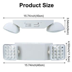 Commercial Emergency Lights 24 Pack, LED Emergency Light with Battery Backup, Emergency Lights for Business Home Power Outage, Adjustable 2 LED Square Head Emergency Lighting, Hardwired AC110-277V