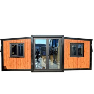 foldable prefab container home - modular tiny house with customizable bathroom, kitchen, living room & bedroom spaces - mobile home options for adults